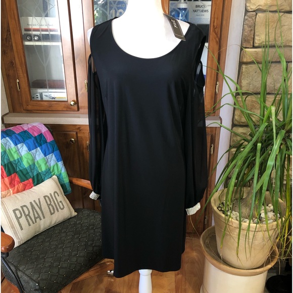 MSK | Dresses | Nwt Msk Size 2 Black Cold Shoulder Dress With Black ...